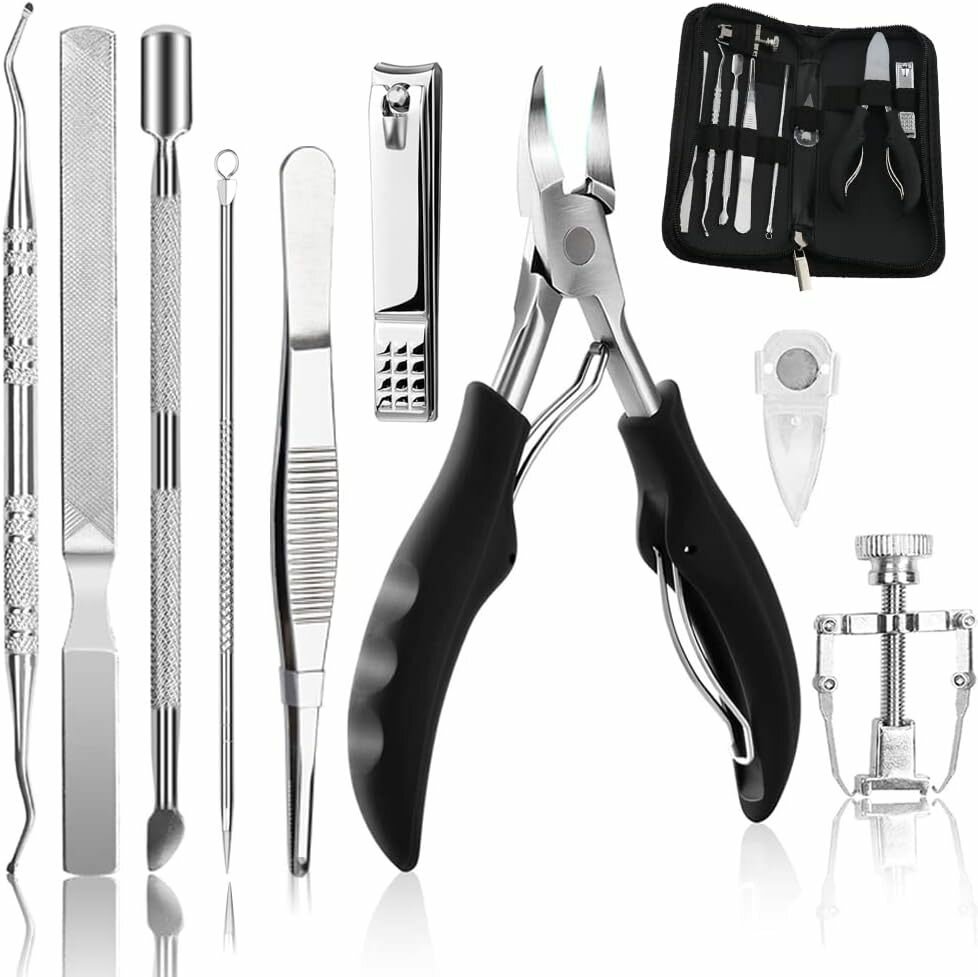 Набор щипцов для вросших ногтей, серые толстые изогнутые кусачки для ногтей, щипцы для вросших ногтей в форме орлиного клюва, триммер для ногтей на пальцах ног, кусачки для кутикулы из нержавеющей стали.