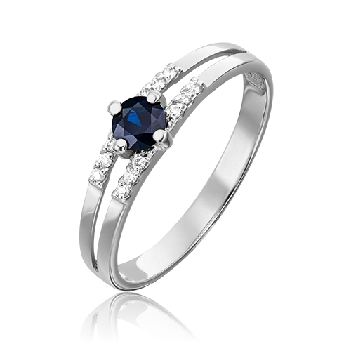 Кольцо, белое золото, 585 проба, сапфир, бриллиант