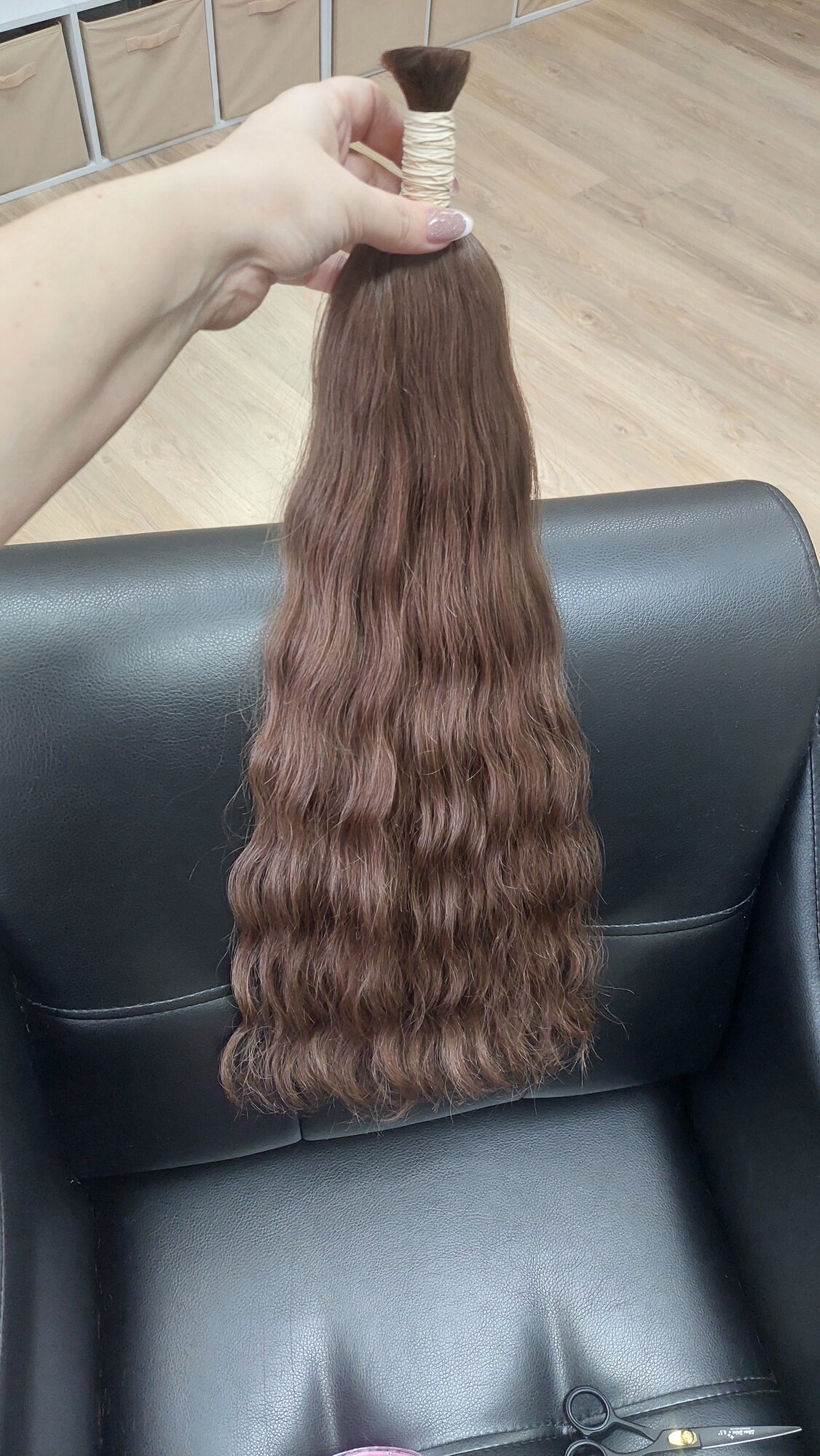 Натуральные волосы для наращивания 60см 110г, природная волна, славяночка люкс, русый