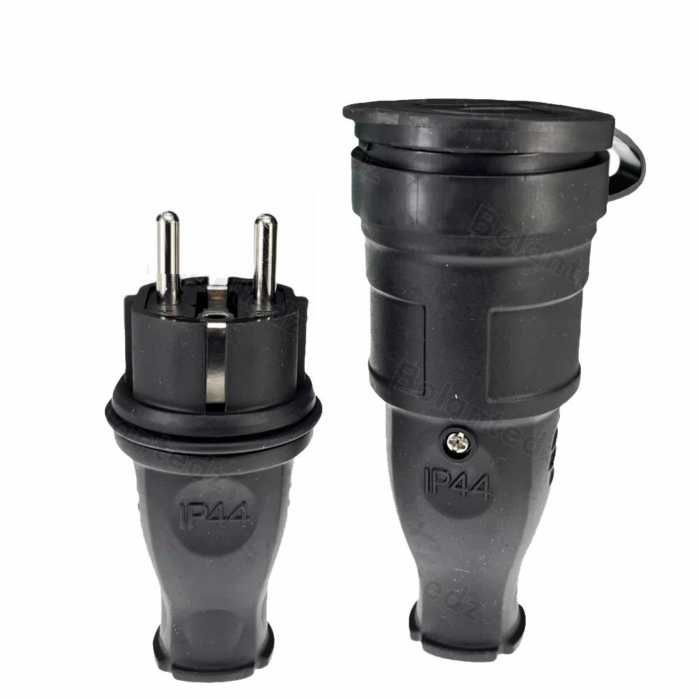 Водонепроницаемая резиновая розетка с заземлением, европейский разъем с защитной крышкой IP44 для самостоятельной сборки силового кабеля, 16 А