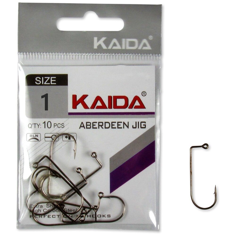 Крючки одинарные Kaida ABERDEEN JIG размер 1, в наборе 10шт