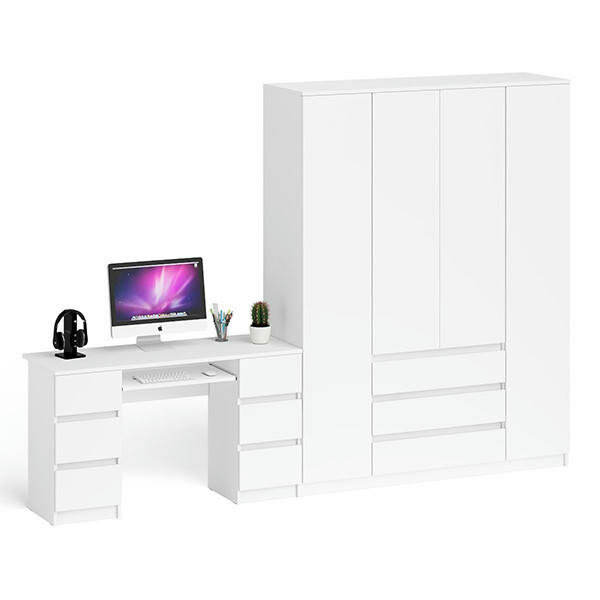 Стол компьютерный СВК Мори МС-2 + Шкаф МШ1600.1 Белый Размеры: Высота 2096мм Глубина 500мм Ширина 2958мм