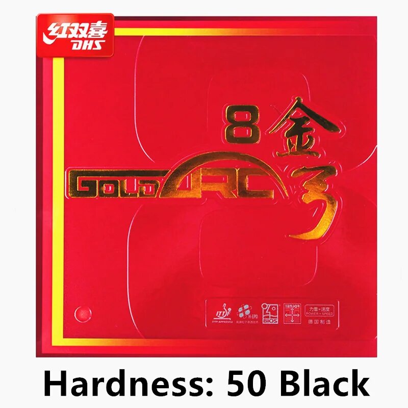 DHS GoldArc 5/8 резина для настольного тенниса Черный, GoldArc 8 Black 50