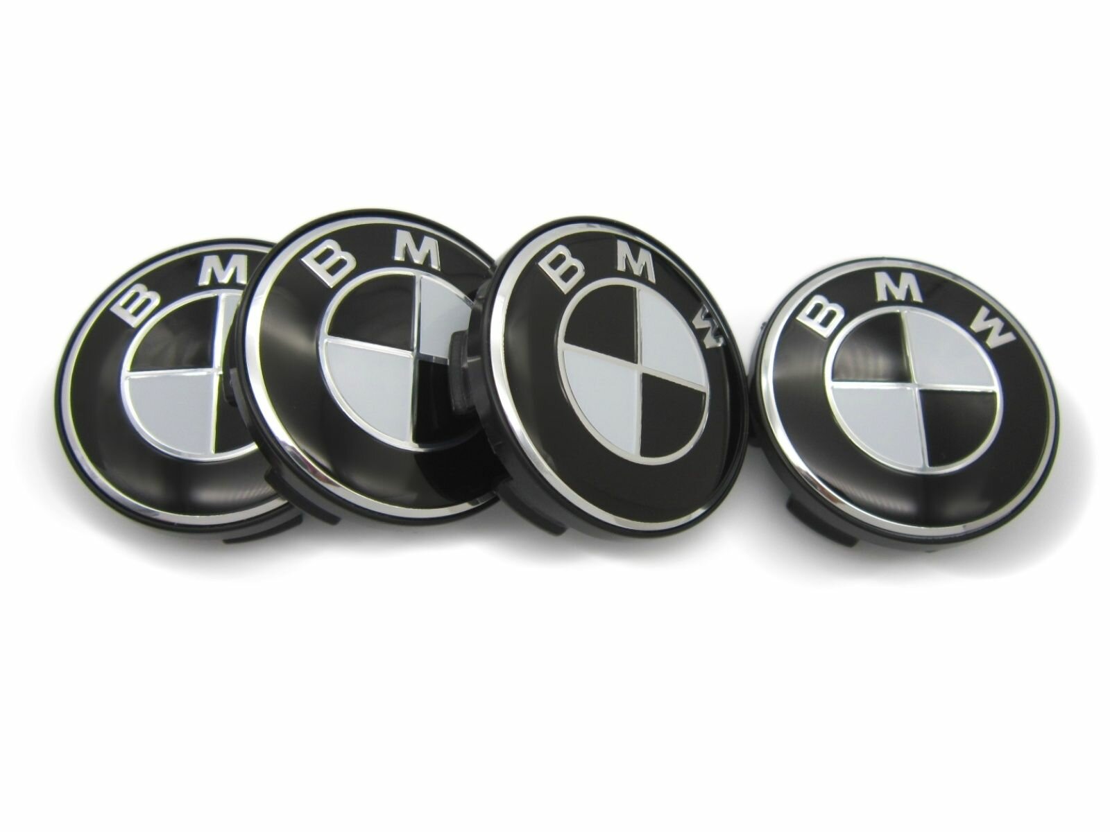 Колпачки, заглушки на литые диски СКАД BMW black&white 56/51/12 мм, комплект 4 шт.