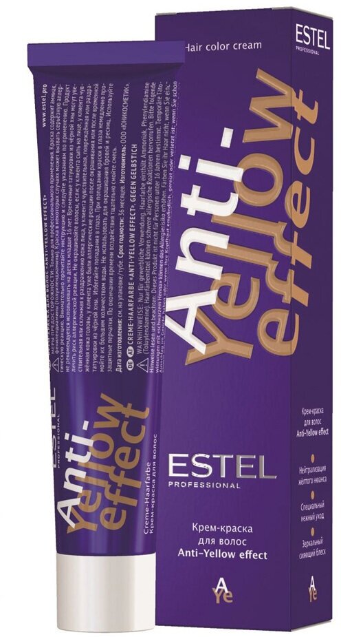 Крем-краска Estel Anti-Yellow Effect , анти-желтый эффект для волос, 60 мл