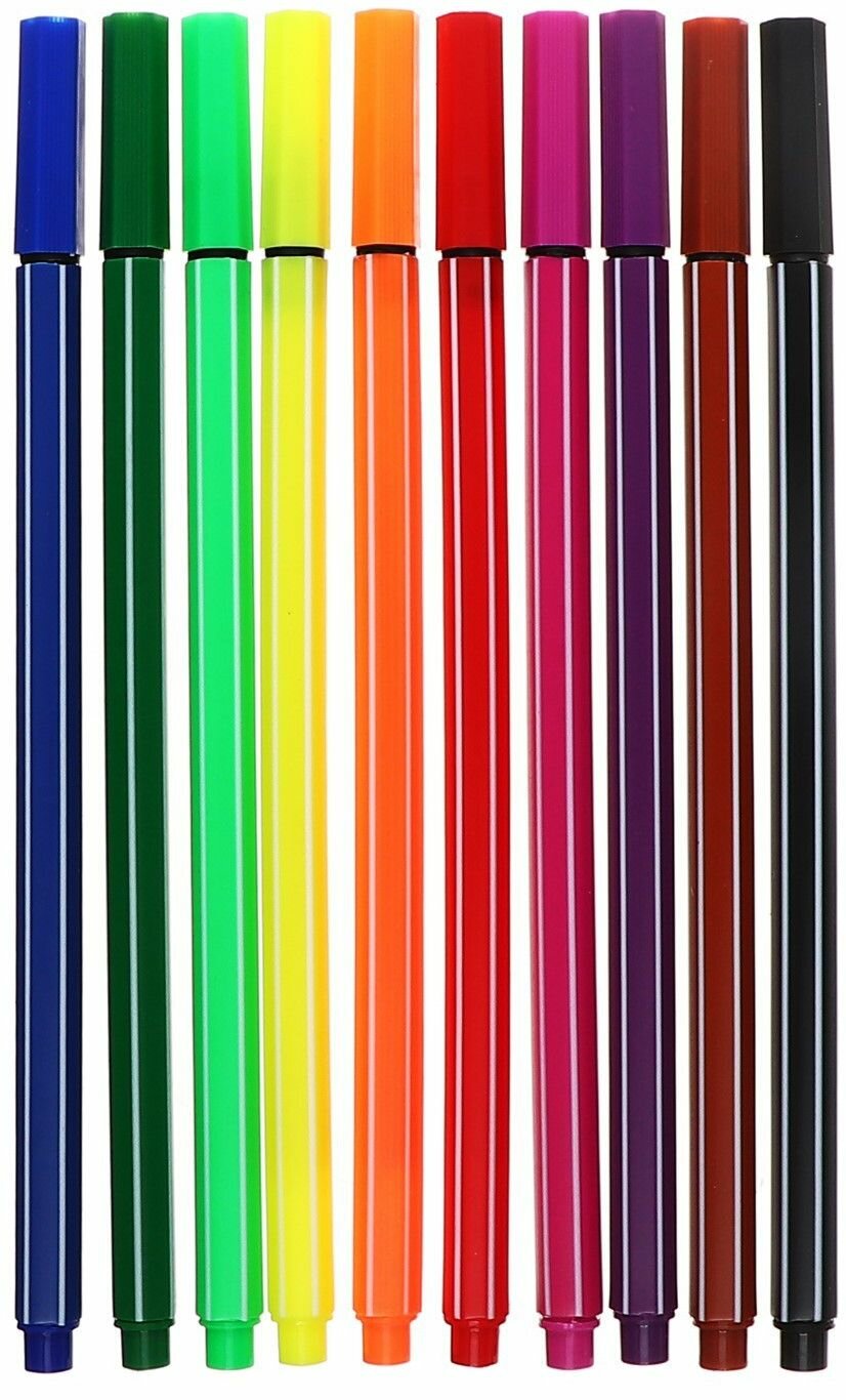 Набор капиллярных ручек-маркеров в блистере, цветные капилярные ручки линер 0.4 мм, канцелярия для школы и творчества, 10 цветов