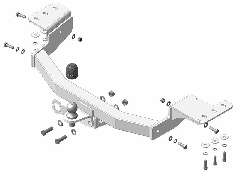 Фаркоп ZincaR оцинкованный Toyota Fortuner c 2015 г. (Оцинк. шар)(паспорт и сертификат в комплекте)(без электрики) ZT106FE