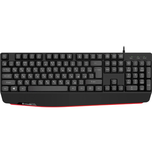 Клавиатура Defender HB 546 Atom 104кл. подставка под запястья - чёрная 1.8м