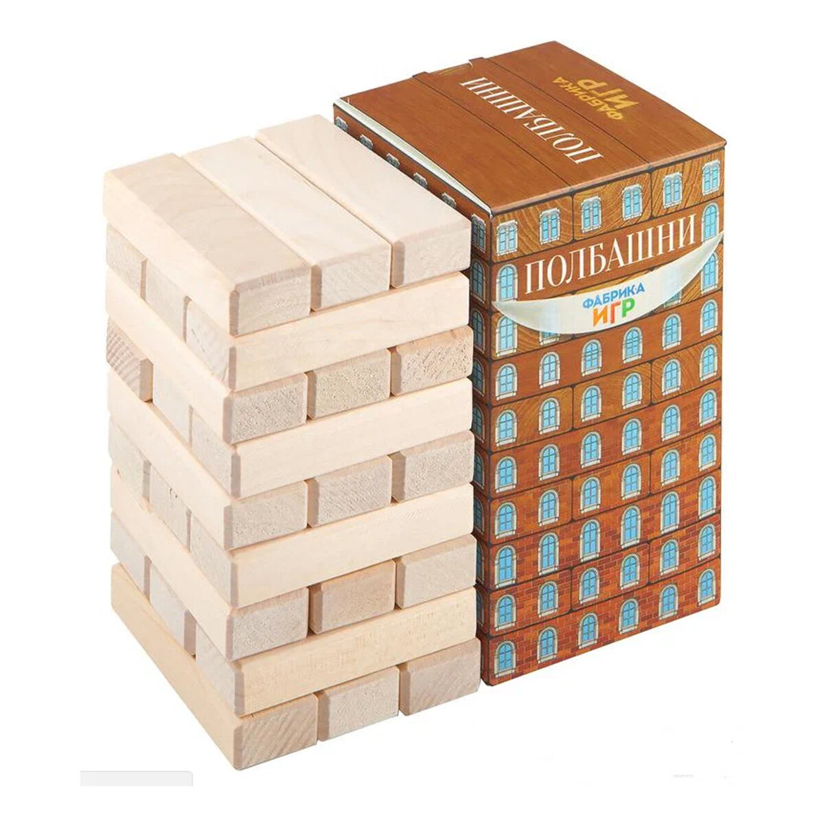 Настольная игра на ловкость Фабрика Игр Полбашни Дженга Jenga 27 брусков