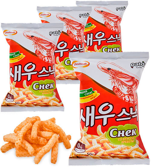 Чипсы Doshirak со вкусом креветок, 4шт х 50г, Корея ER-158 113-851919
