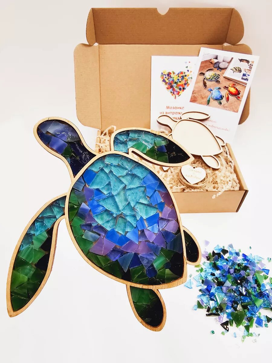 Стеклянная мозаика "Черепаха". Алтай Витраж