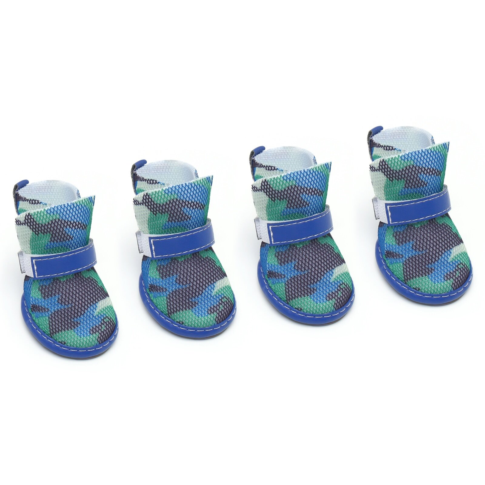 Ботинки для собак «Боец», набор 4 шт, размер 5 (подошва 6.2×5 см) камуфляж синий