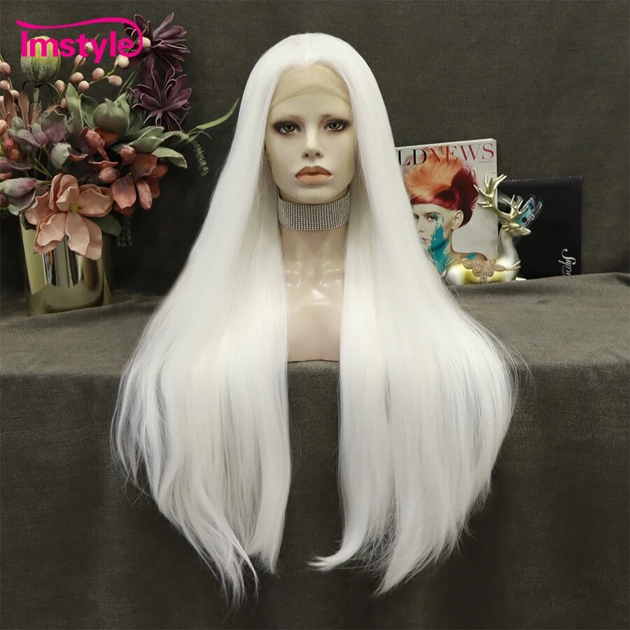 Imstyle Длинный прямой парик блондинка 30 дюймов Белый