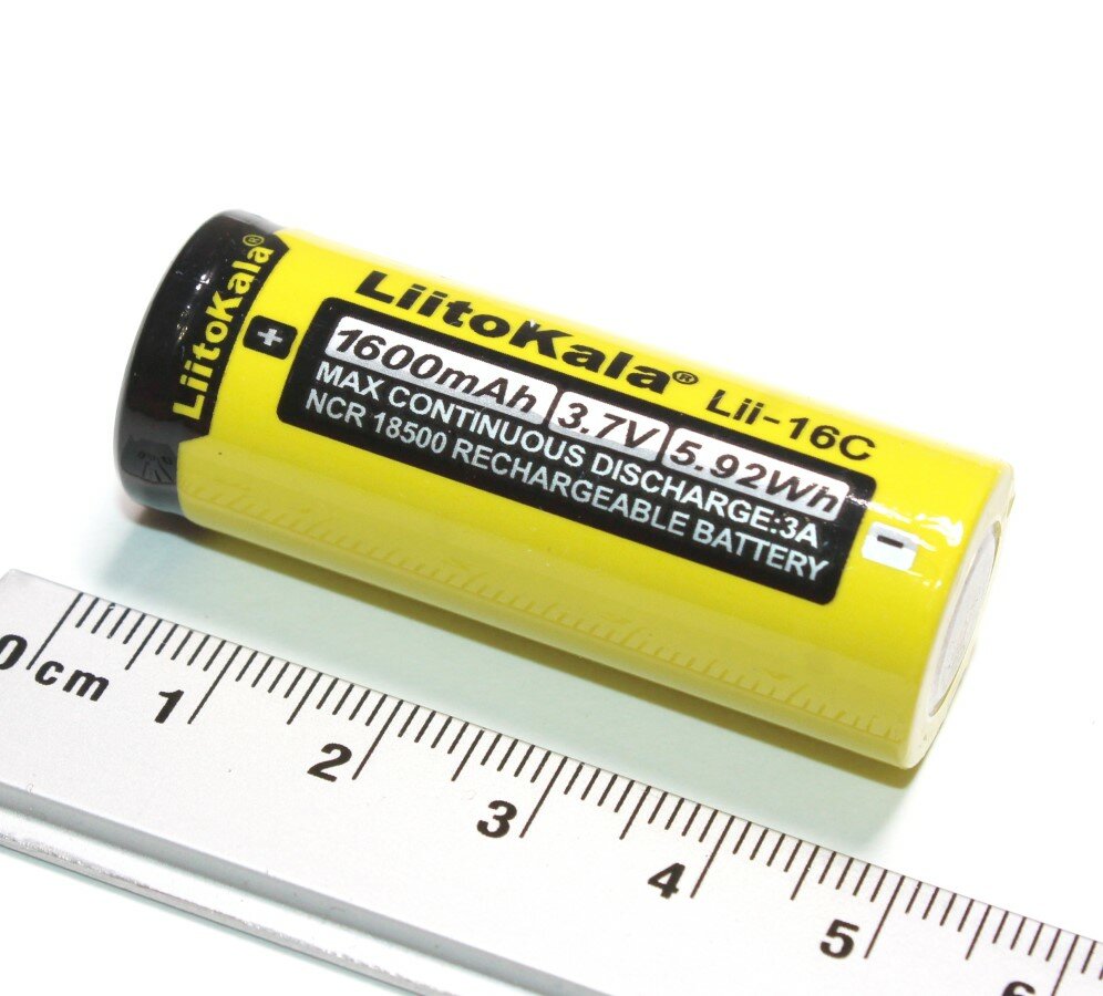 Аккумулятор Liitokala Lii-16C 18500 3,7V, 1600mAh, Li-ion
