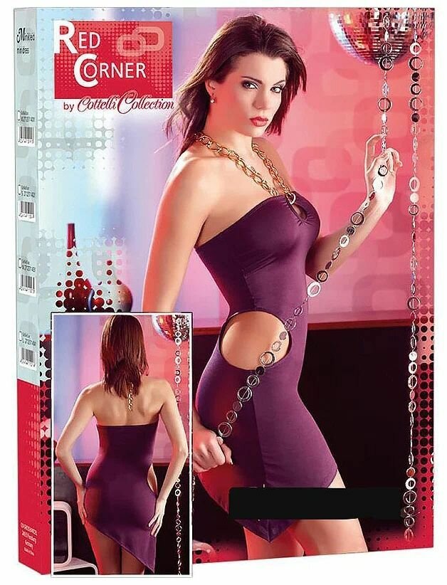 Сексуальное платье Cottelli Collection на цепочке, фиолетовое, размер М