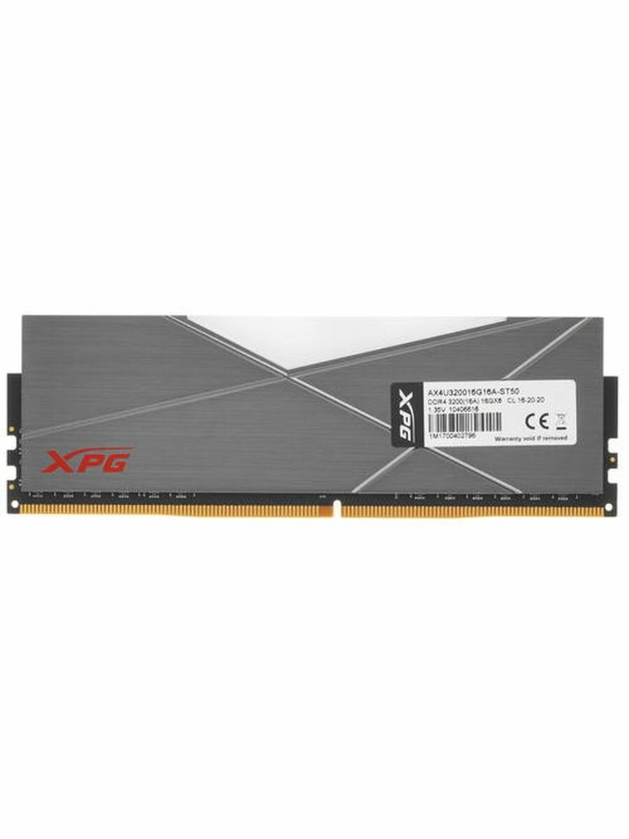 Модуль памяти ADATA SPECTRIX D50 XPG, 16ГБ, DDR4, 3200МГц, CL16, RGB-подсветкой, серый