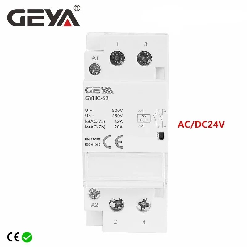 GEYA GYHC Контактор переменного тока 2P 220V 63A 2P 63A 1NO1NC DC24V
