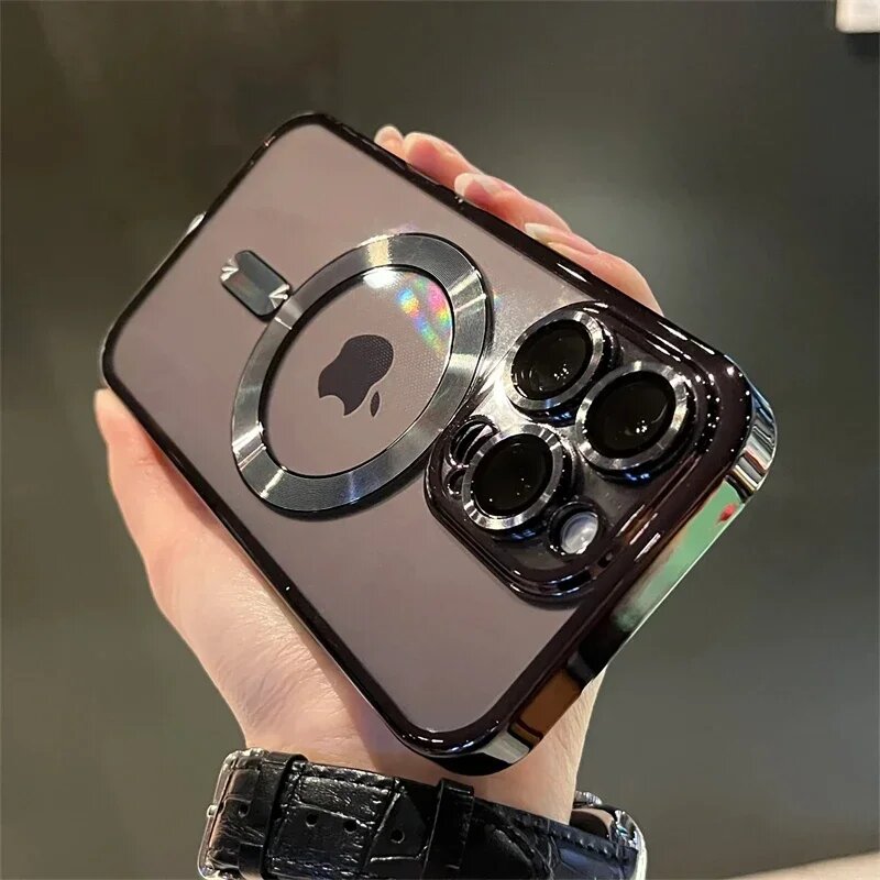 Роскошный чехол для беспроводной зарядки Magsafe для iPhone 11 12 13 14 15 для айфона 12 про, Black