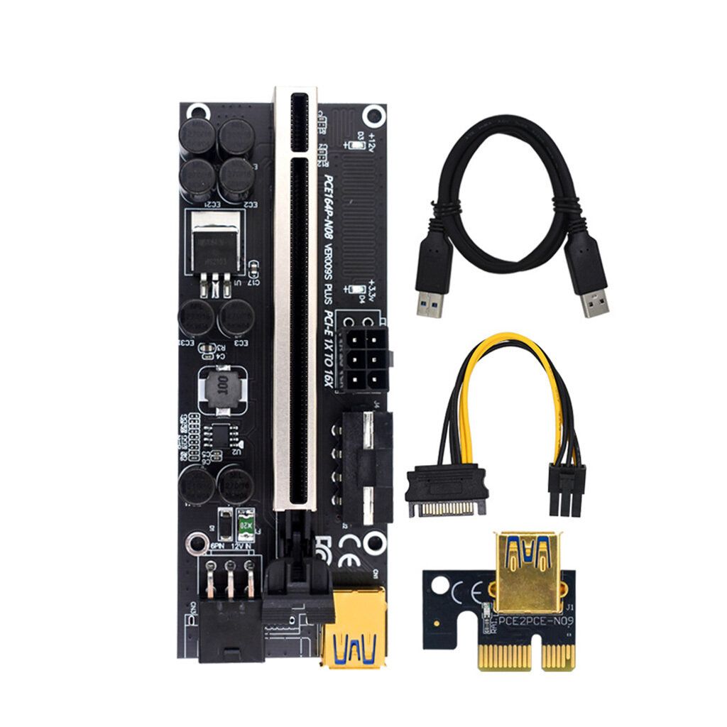 Плата PCI-E Riser Board MyPads от 1x до 16x для графических адаптеров 6pin
