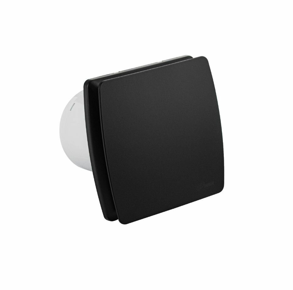 Вытяжной вентилятор, с обратным клапаном, с таймером и сенсорным датчиком движения, квадратный, закрытый, из АБС пластика, цвет черный.
