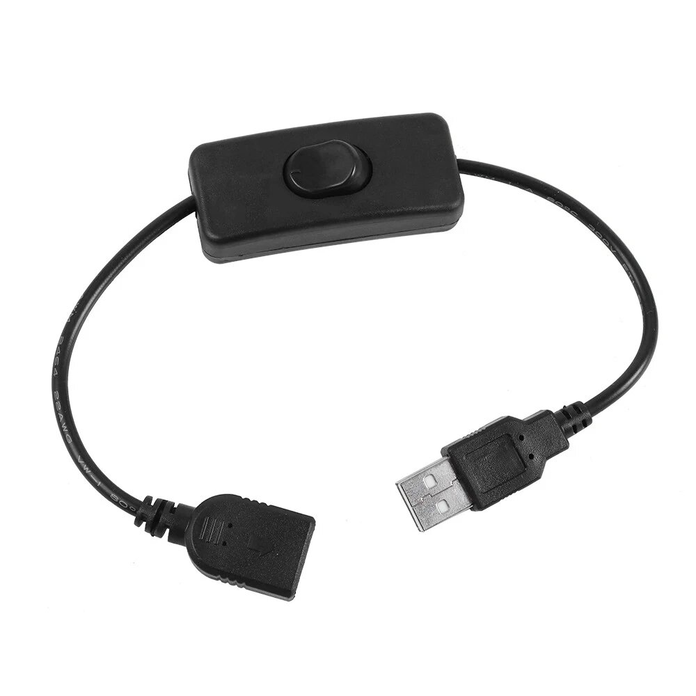 USB кабель с переключателем, черный, 32 см