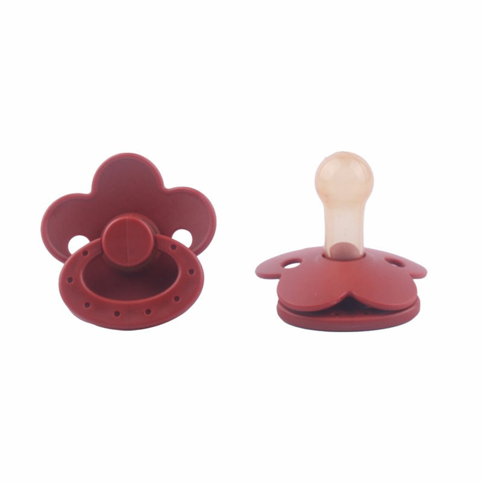 Детская соска-пустышка в виде цветка-кирпично-красная