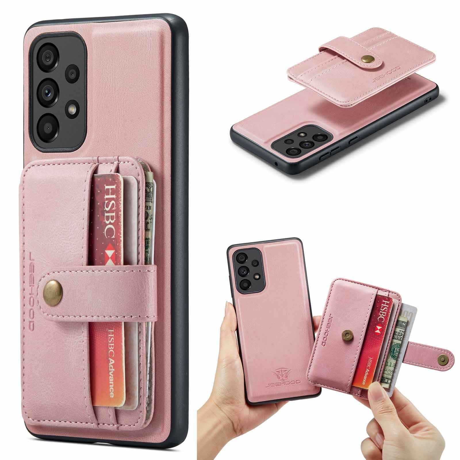 JEEHOOD Кожаный деловой чехол для Samsung Galaxy A73 5G(Самсунг Галакси А73 5G), с блокировкой RFID и магнитной застежкой, держателем для карт и карманом