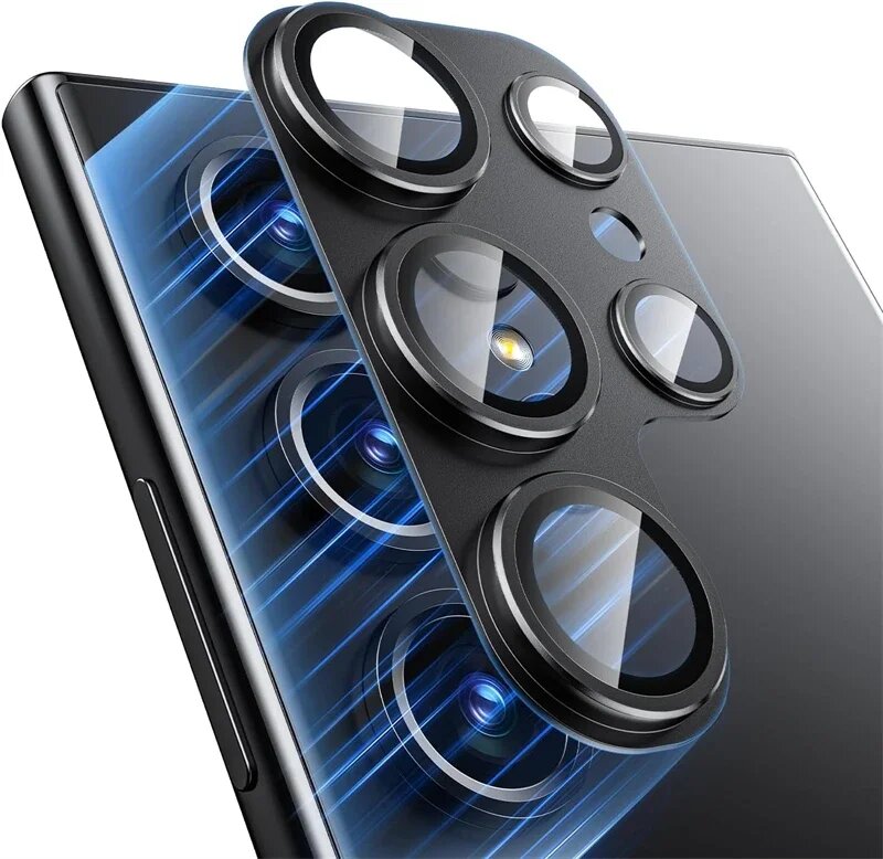 Металлическая защитная пленка для объектива камеры для Samsung Galaxy S24 S22 Ultra S23 Plus S24Ultra S24Plus S24 + стеклянная крышка для объектива, аксессуары For Galaxy S24, черный