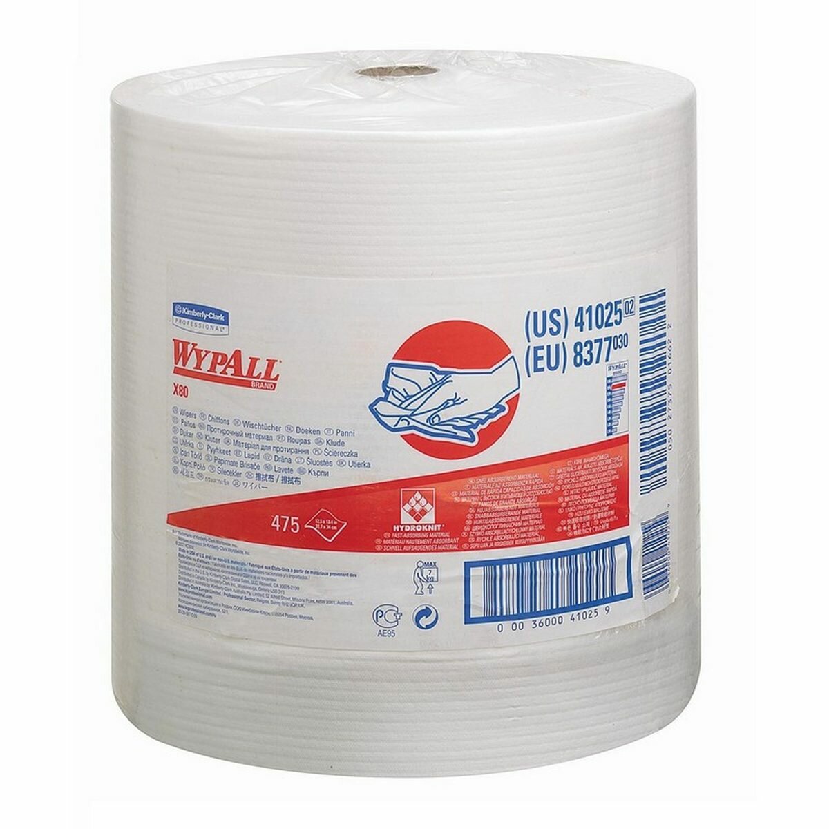 Салфетка хозяйственная Kimberly-Clark Wypall x80 (34x31.5см) нетканая, 475 листов в рулоне (8377)