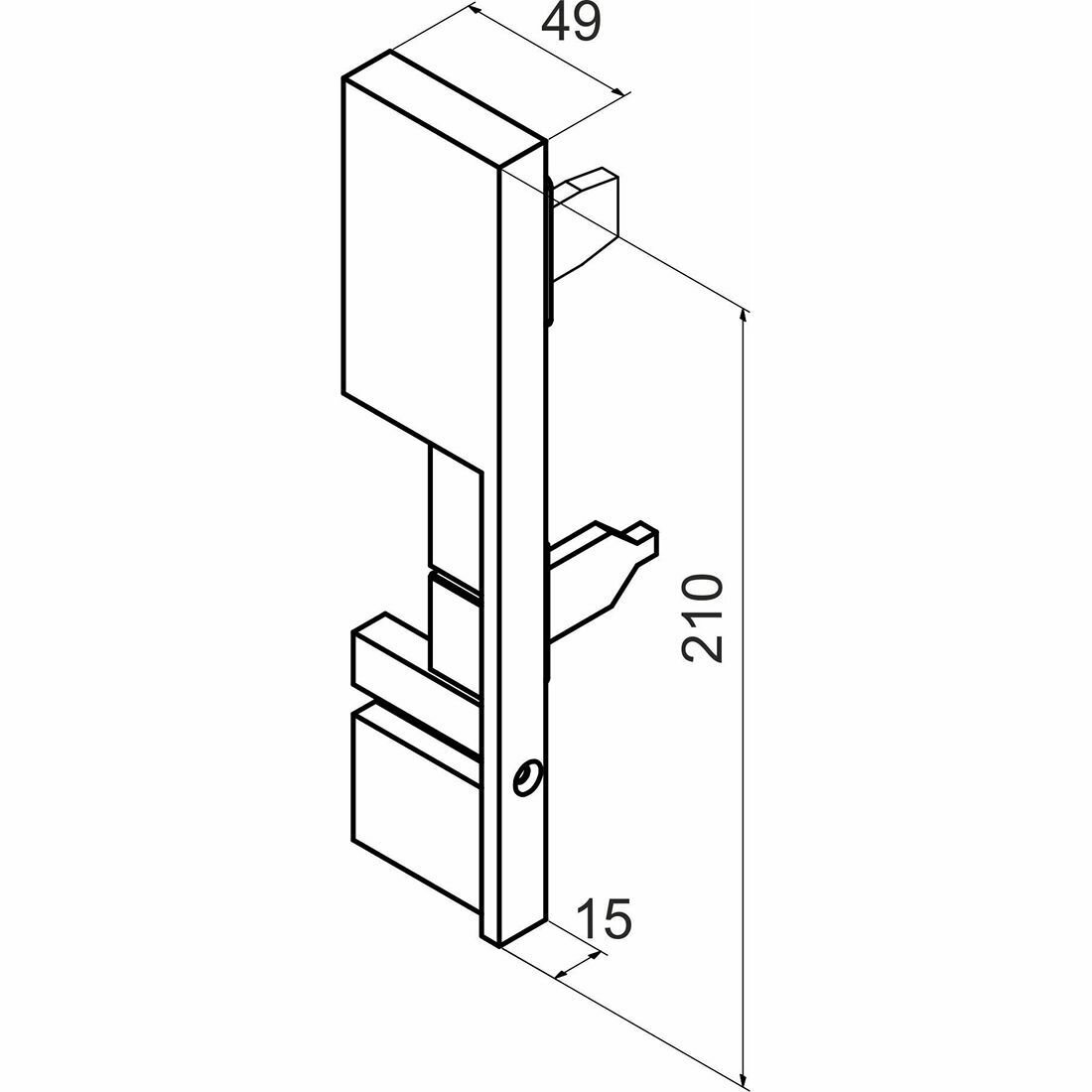 Держатель передней стенки внутреннего ящика H=175 Slimbox AKS графит с рейлингом на фасаде