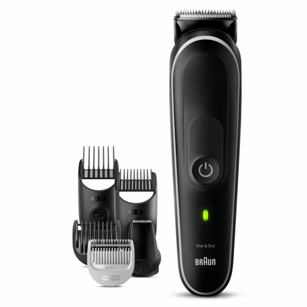 Аккумуляторный триммер для бороды и усов Braun MGK5440 с 5 насадками, 13 настройками длины и зарядным устройством SmartPlug