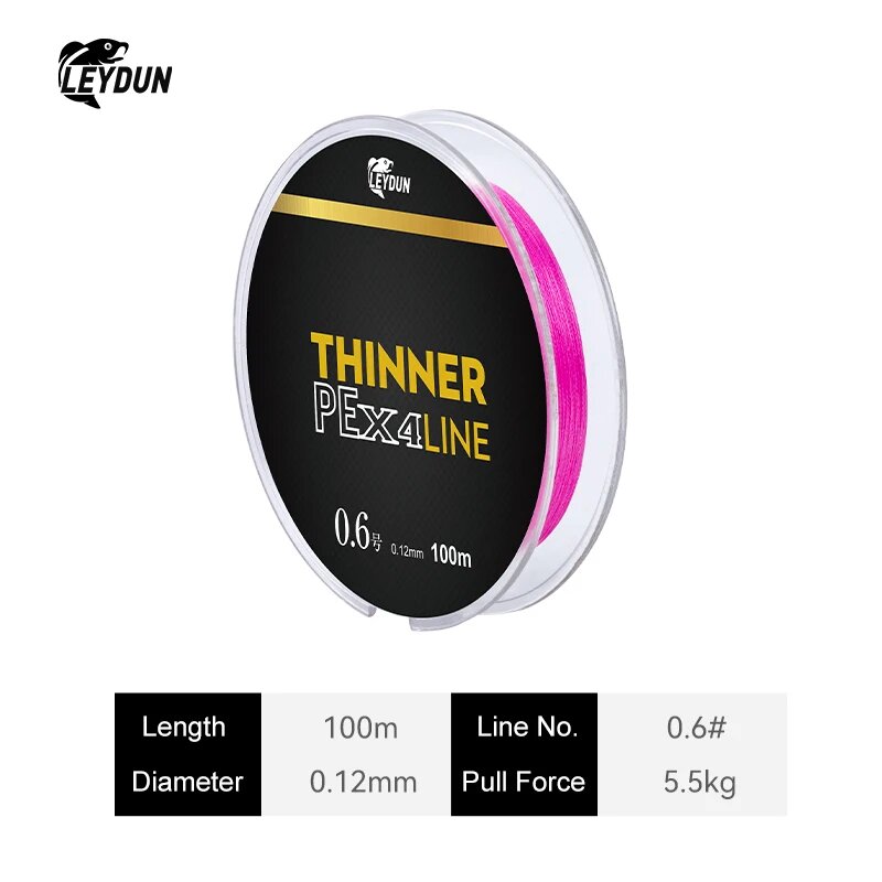 LEYDUN Плетенка PEX4Line Pink 0.6# 100m