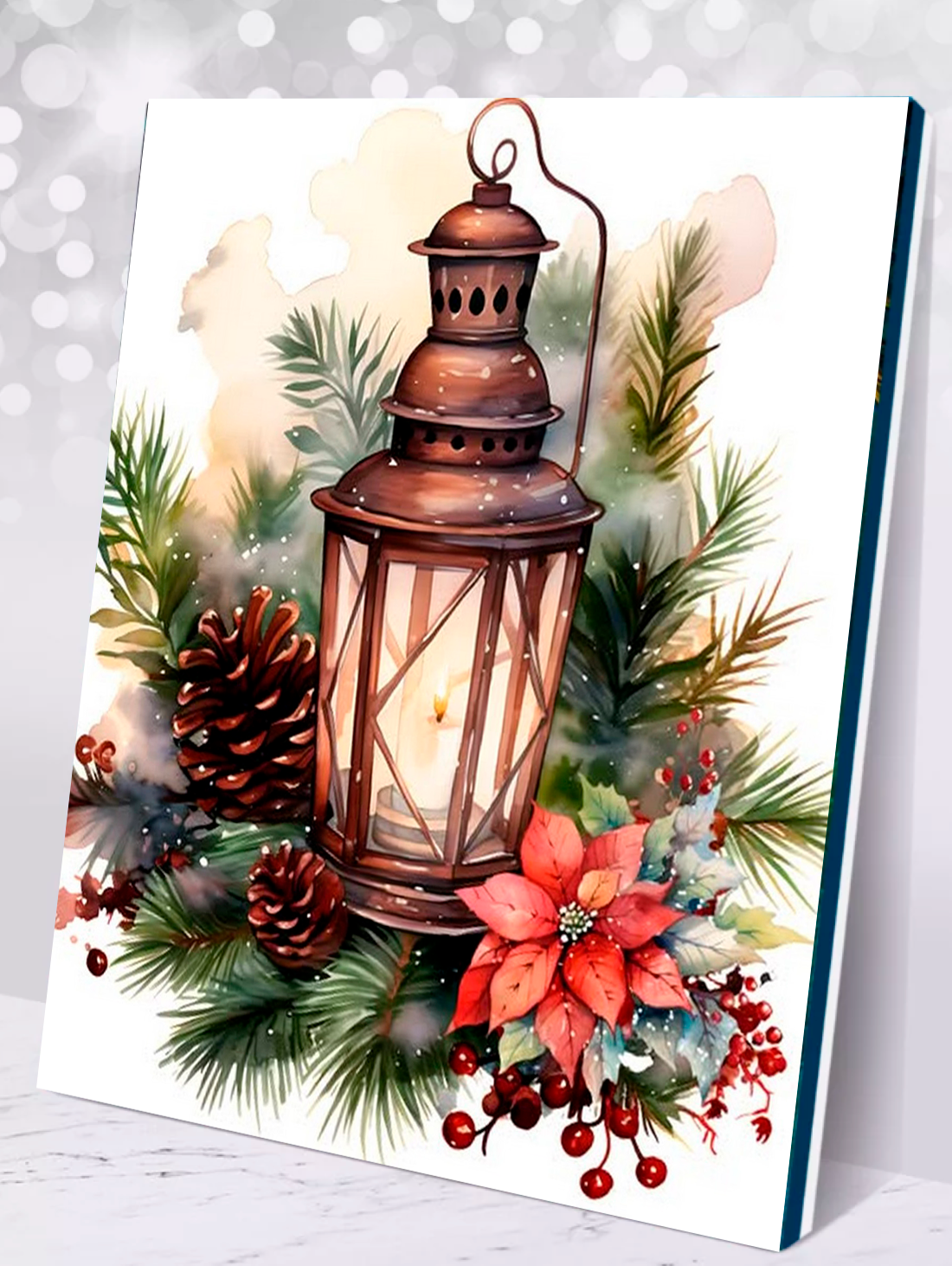 Картина по номерам "Рождественский фонарь" 40х50 см, хлопковый холст на подрамнике, акрил, Hobby Home