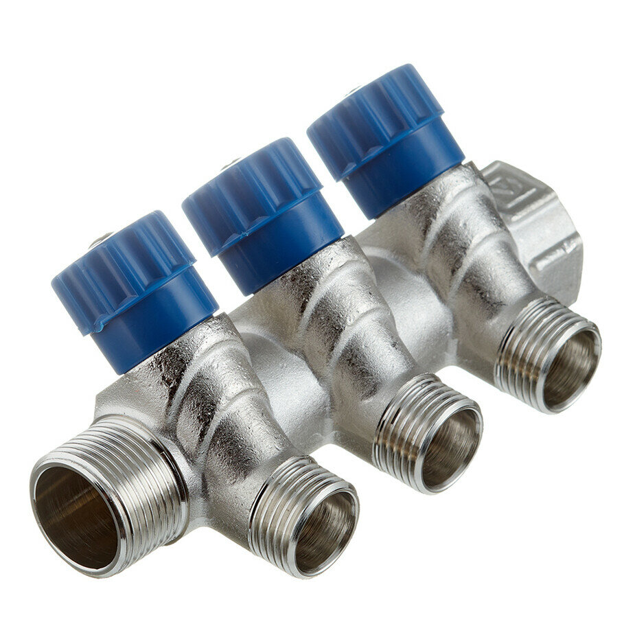 Коллектор (VTc.560. N.0503) 3/4 ВР(г) х 3 выхода 1/2 НР(ш) х 3/4 НР(ш) регулируемый