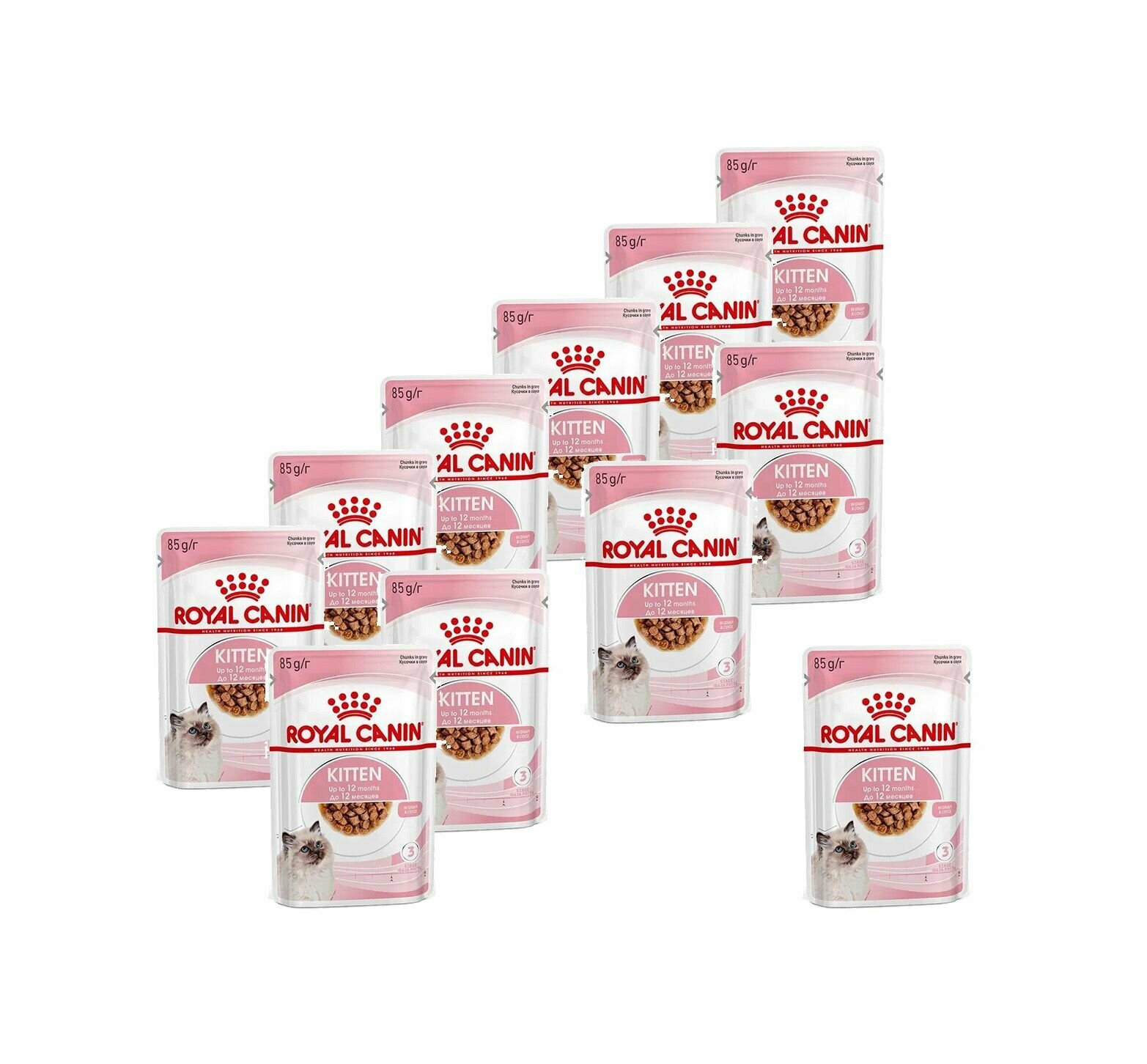 Royal Canin Kitten влажный корм котят до 12 месяцев кусочки в желе, в паучах - 85 г х 12 шт.