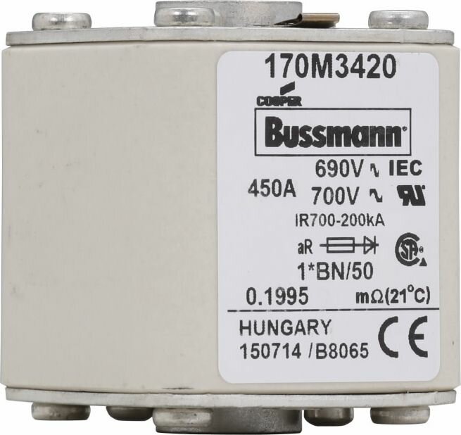 Предохранитель BUSSMANN 170M3420 Предохранитель быстродействующий с характеристикой AR 450А 690В AC 1*BN/50 1шт