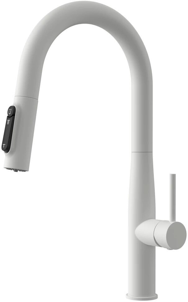 Смеситель для кухни Kaiser Vita 43344-4 с подключением к фильтру, выдвижным изливом, белый матовый