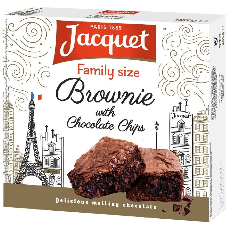 Пирожные JACQUET (61132) FAMILY BROWNIES шоколадные с кусочками шоколада 285г