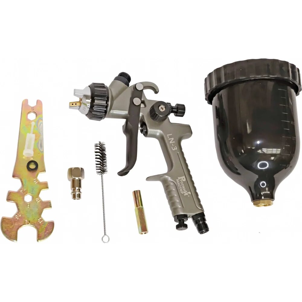 Краскопульт Русский Мастер LN-3 д=2.5 мм РМ-385582 бытовой класс с верхним расположением бака и резьбовым соединением