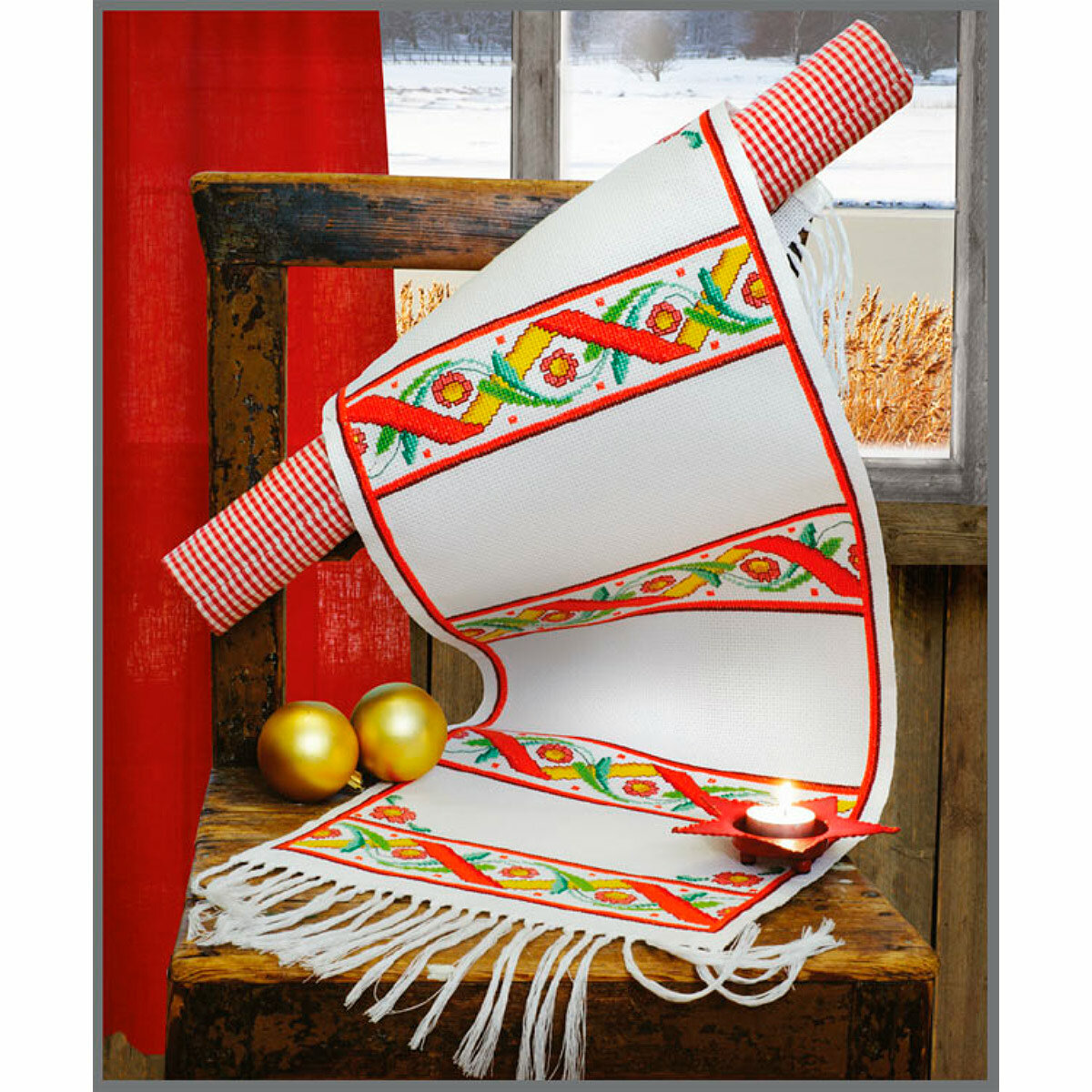 Набор для вышивания Anchor: салфетка-дорожка "Rustic Style In Red", MEZ Венгрия, 9240000-02503