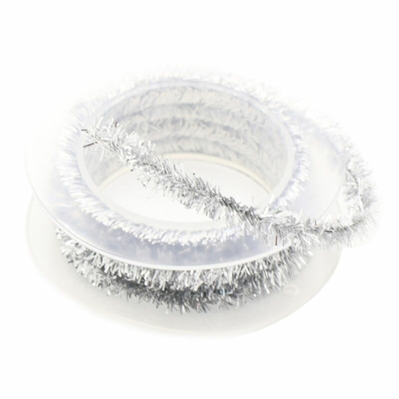 Мишура 4.92 фута с блестками для украшения елки и упаковки подарков, Серебро