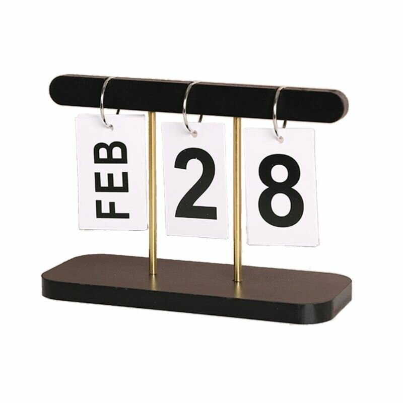Простой деревянный настольный календарь - черный