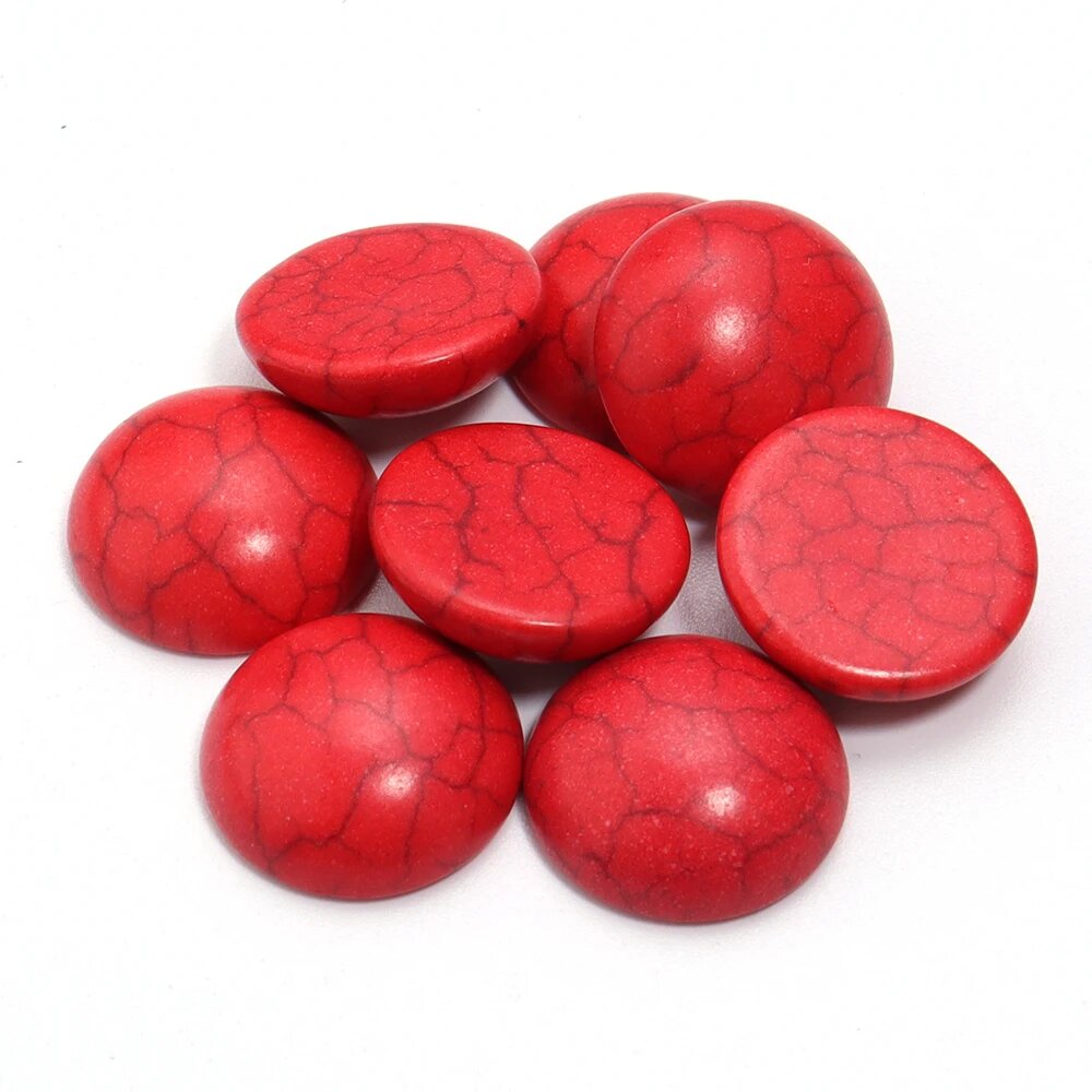 Бирюза кабошоны 2-30 мм 10 шт Красный, 12mm, red