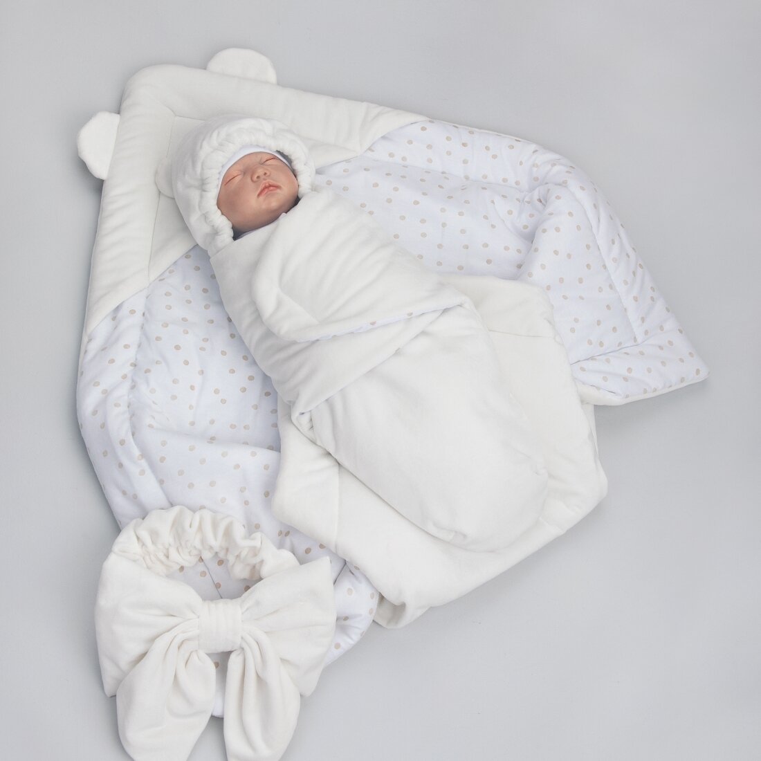 Комплект на выписку 5 предметов "Медвежонок", демисезонный, сахар