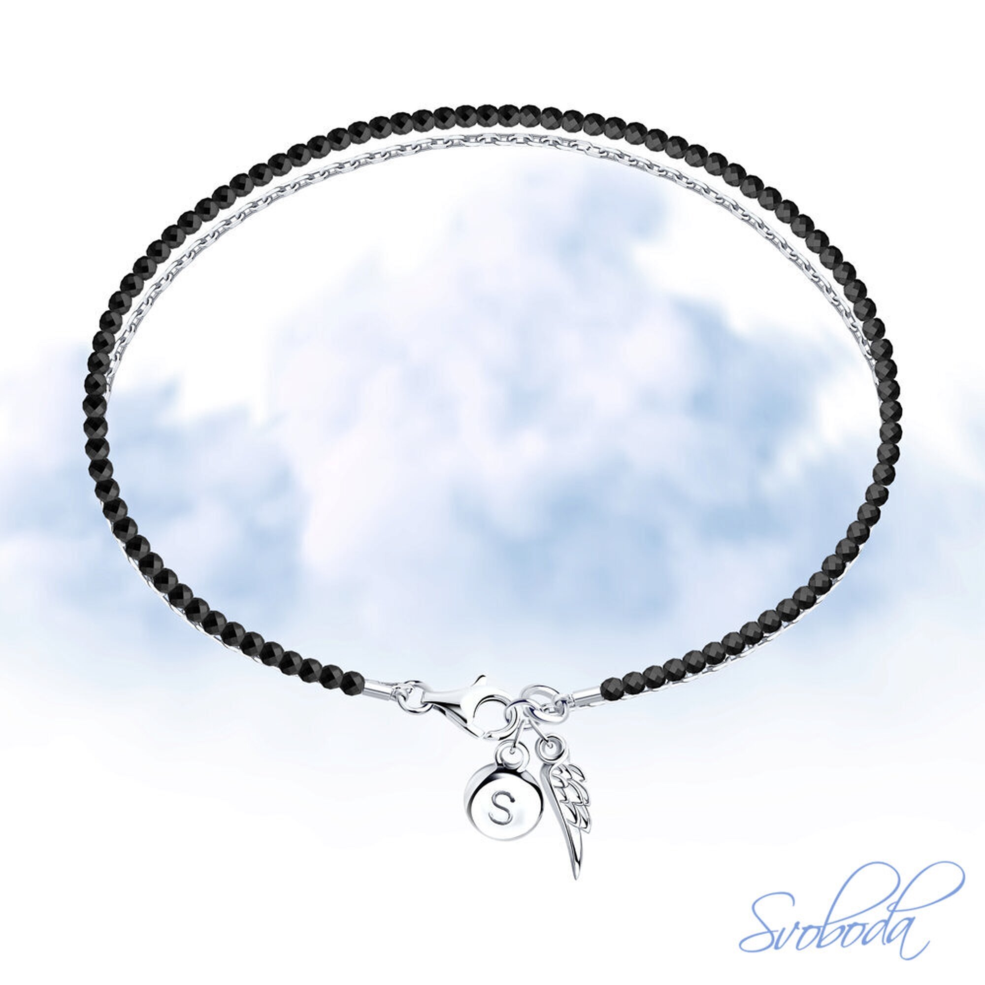 Браслет, серебро, 925 проба, родирование, шпинель