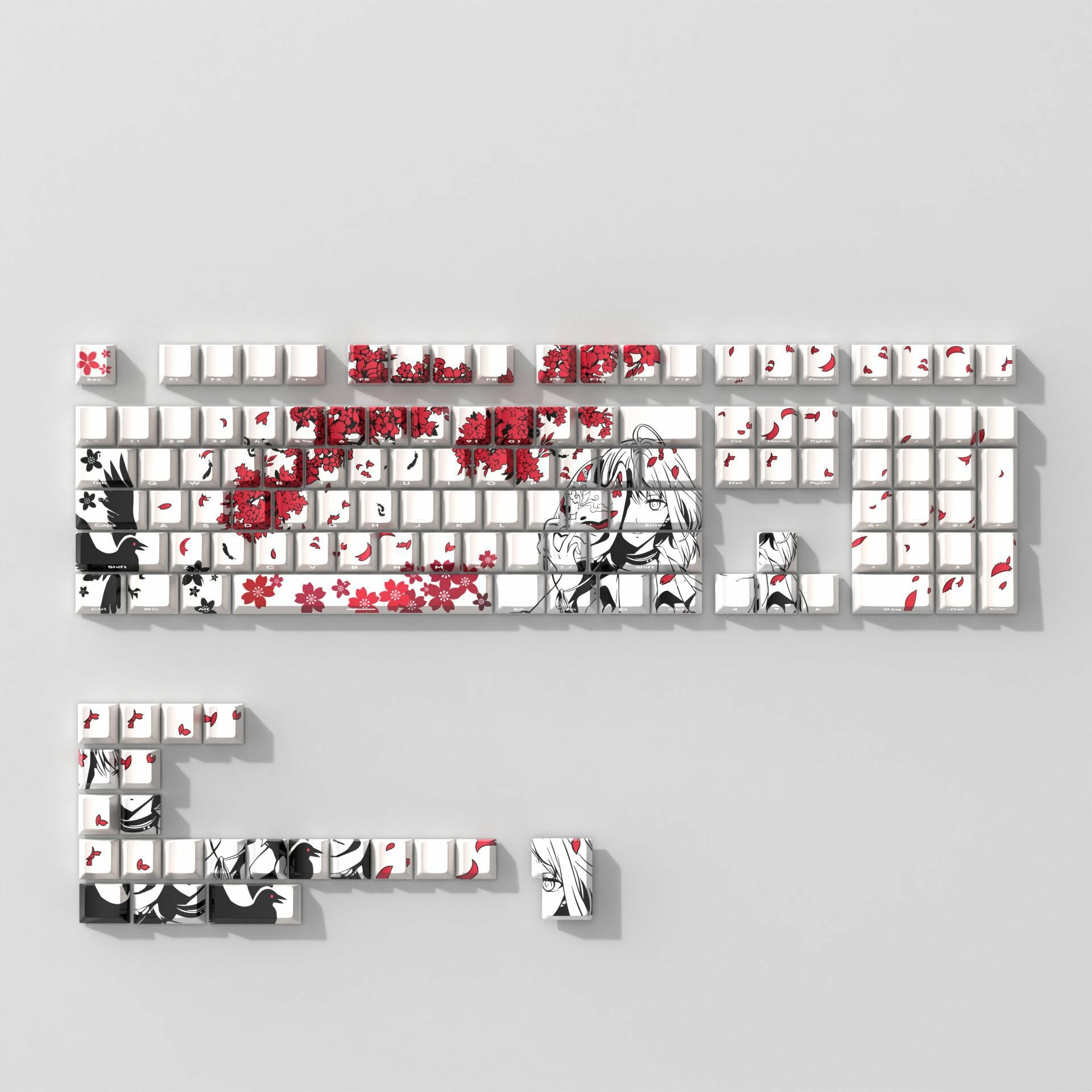 Оригинальная высота с боковой надписи Пропускаемая тепловая сублимация WOOTING клавиатура Macchiato Sakura Girl