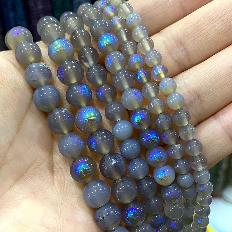Бусины из лабрадорита 8 мм, AB color grey agate, 44-46 шт