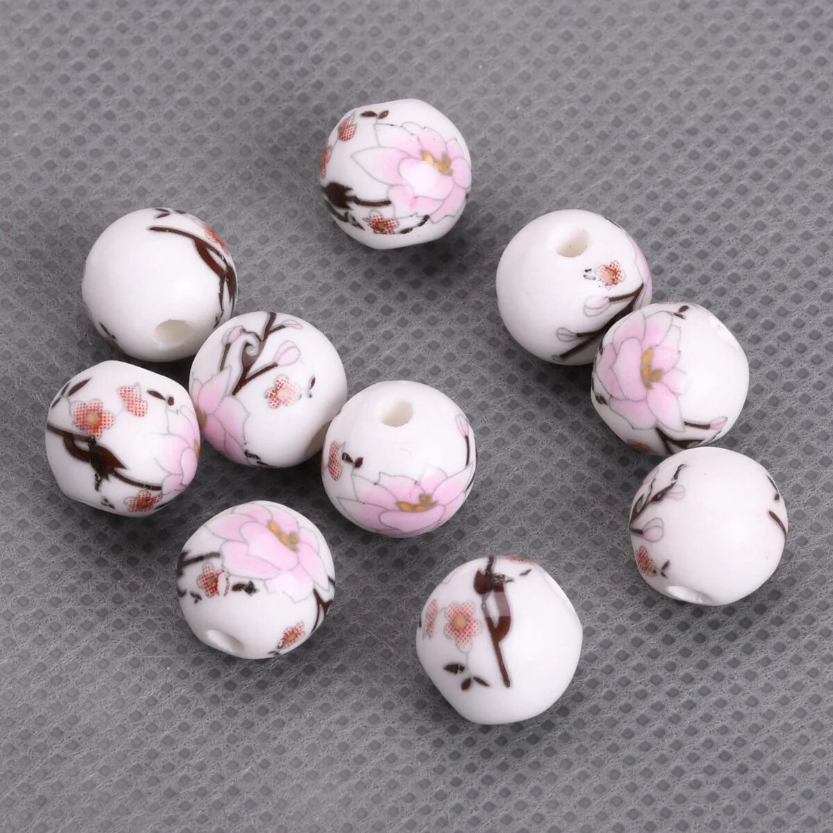 Керамические бусины Quniejieyu, цветочный узор, 6 мм, 8 мм, 10 мм, 12 мм, 10 шт Белый, 8mm, 23 Pink