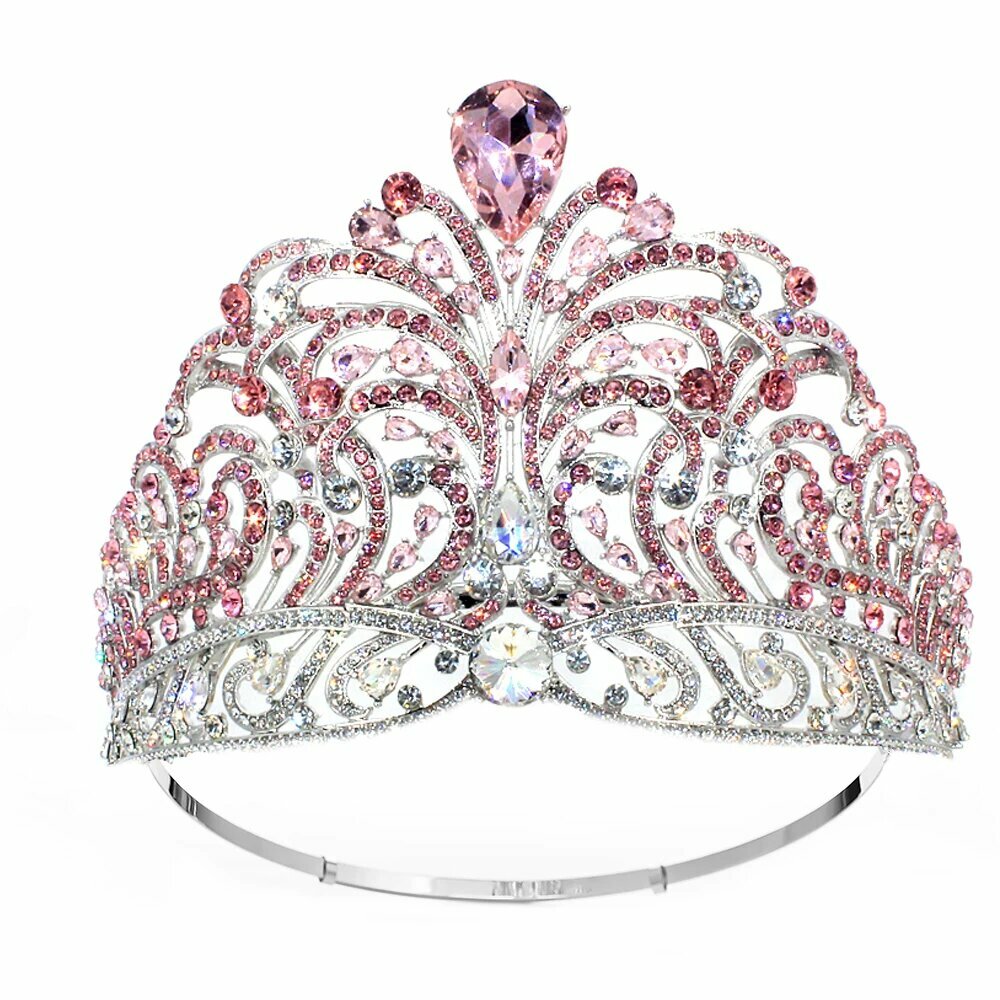 Розовая тиара с кристаллами, Pink, регулируемая