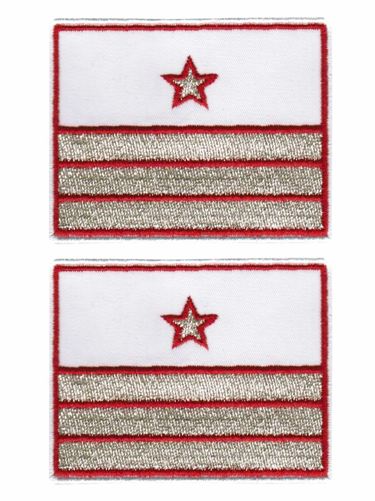 Нашивка РЖД три полосы одна звезда, белая, набор 2 штуки